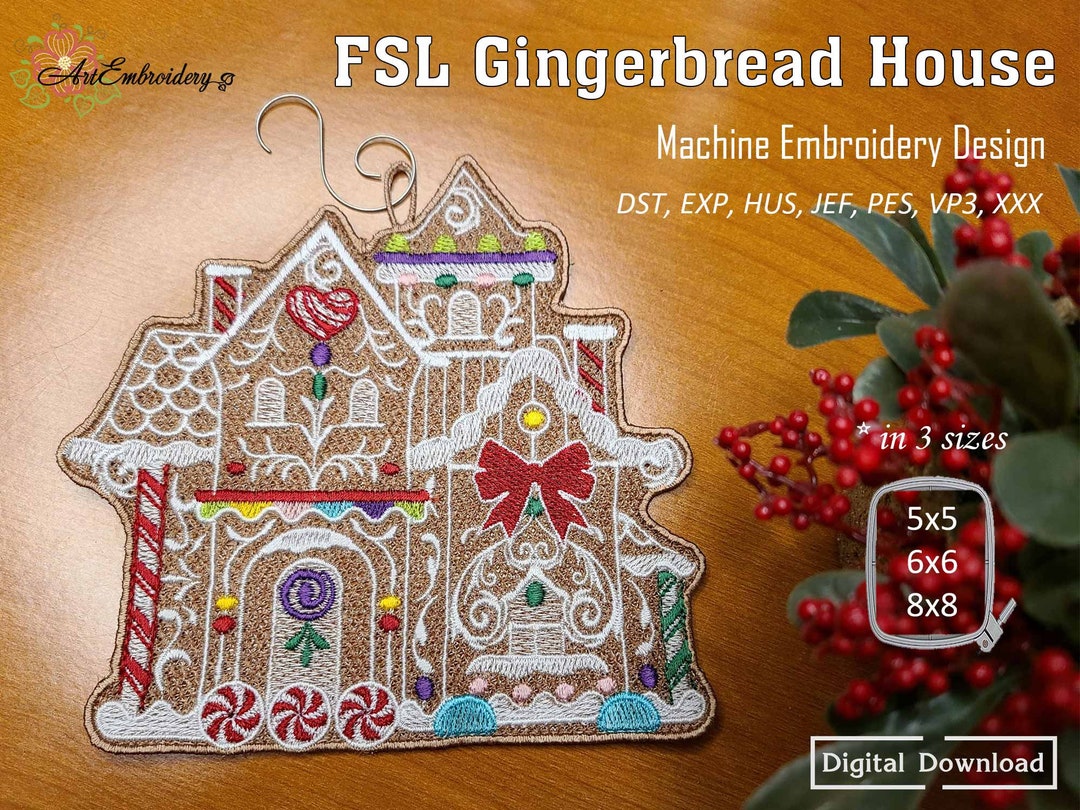 FSL Gingerbread House Machine Embroidery Design: Heirloom Ornament ...