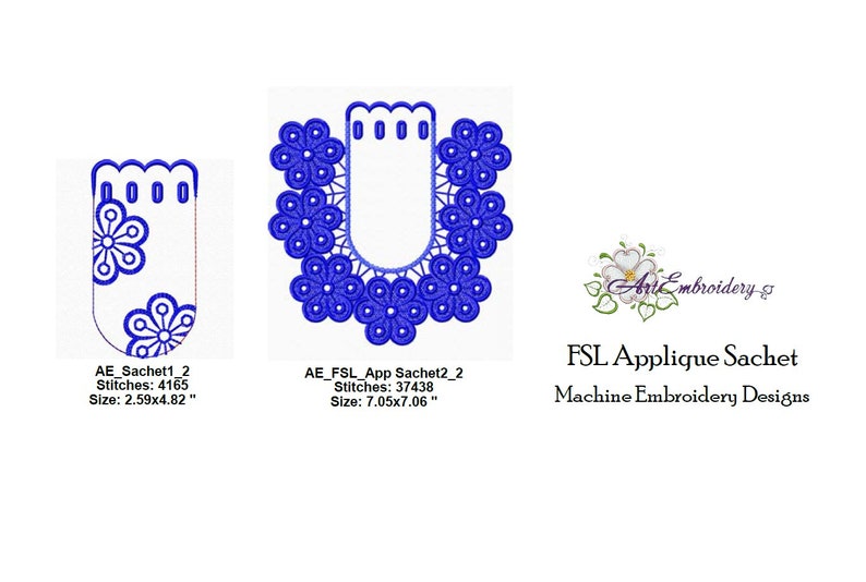 FSL- Applique Sachet ITH Project - Machine Embroidery Lace Designs for ...
