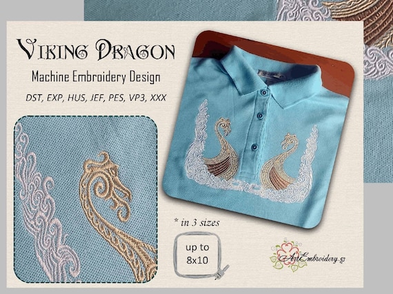 Viking Dragon Machine Embroidery Design assembled and - Etsy