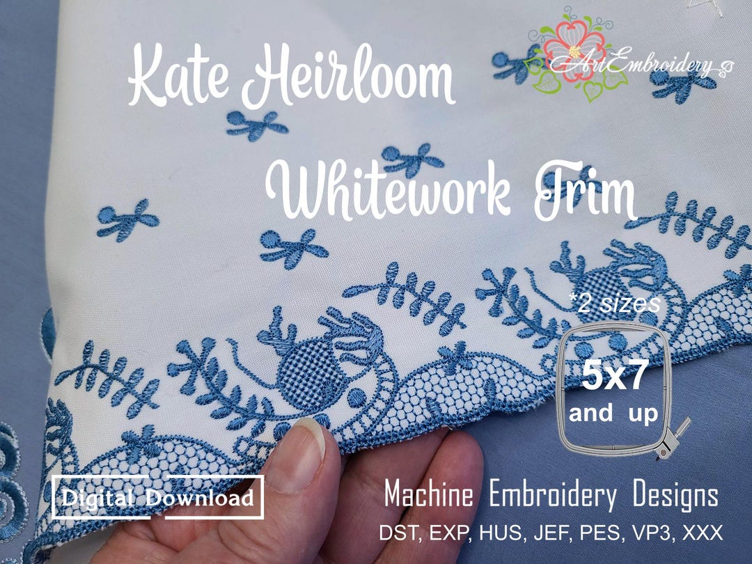 Kate Heirloom Whitework Trim - Machine Embroidery Historical 18th ...