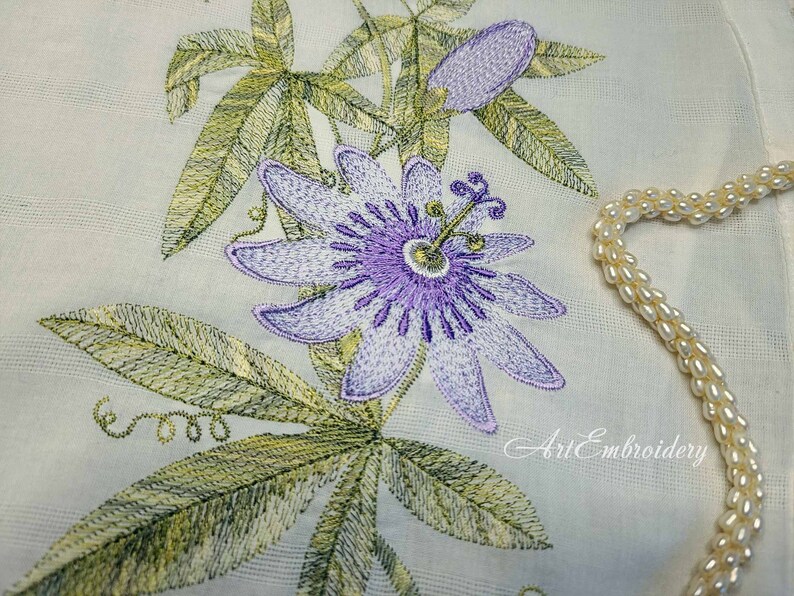 Passiflora Vine Machine Embroidery Design: Botanical Flower (6x10" and ...