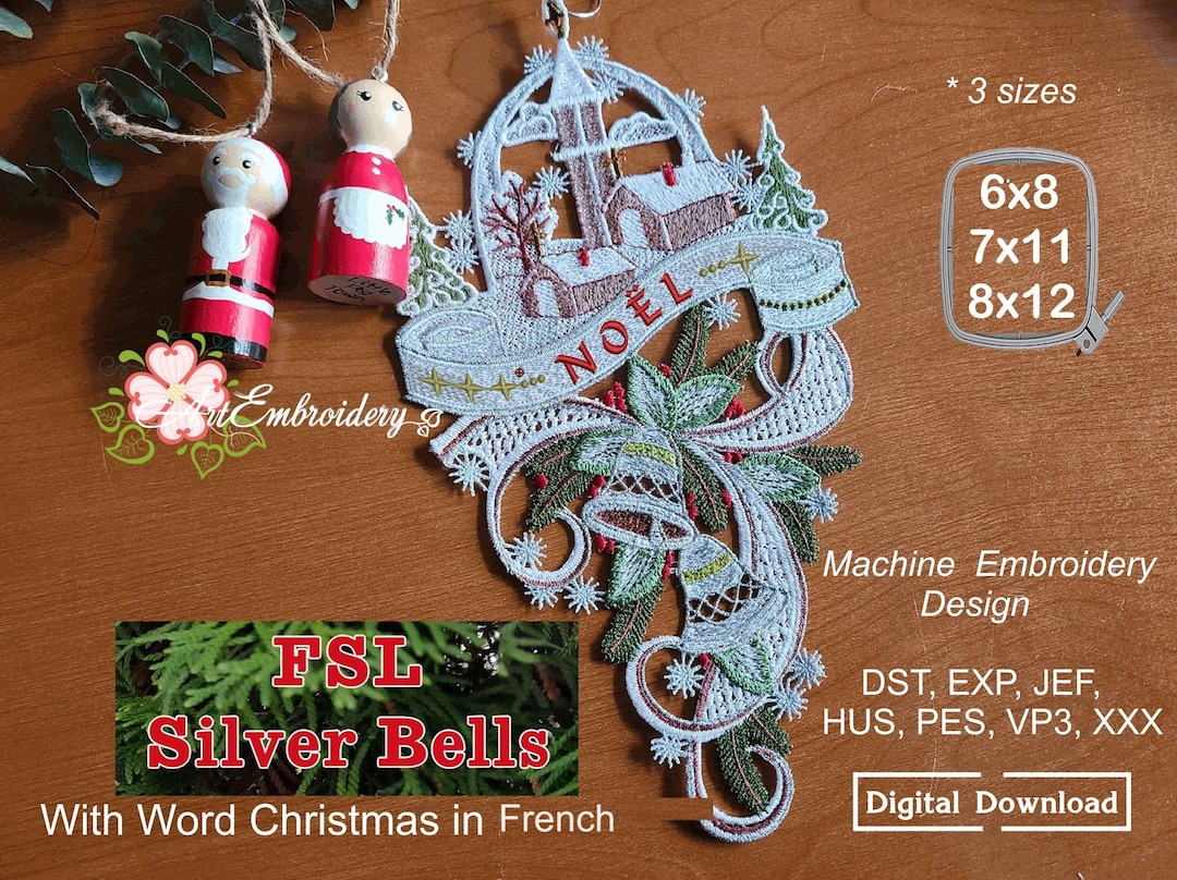 FSL Noël Silver Bells - Machine Embroidery Christmas Design in Word ...