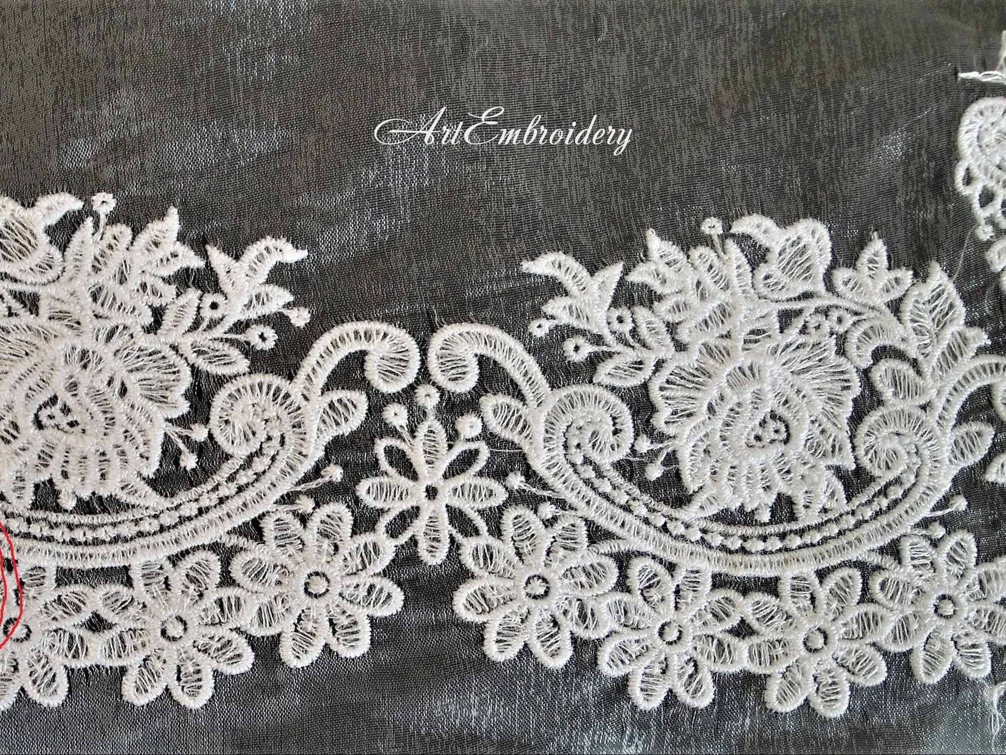 Victorian Fichu Machine Embroidery Design: Brussels Bobbin Style (8x12 ...