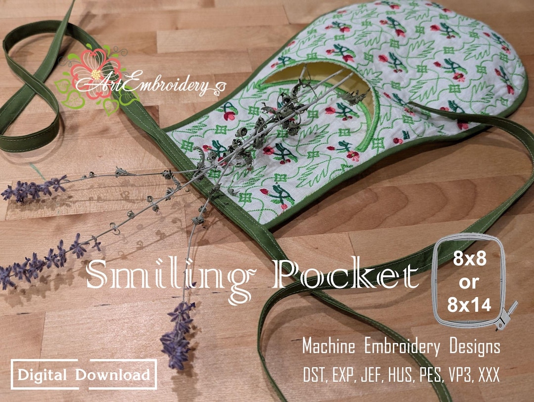 Smiling Pocket Machine Embroidery Design: 18th Century Replica (8x8 or ...