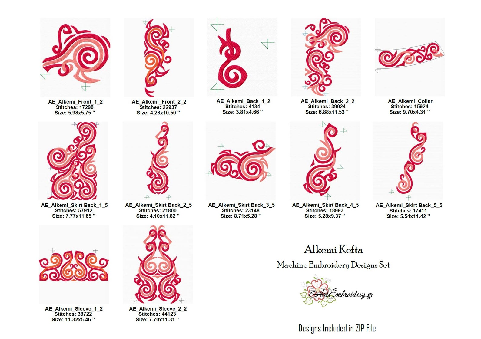 Alkemi Kefta – Machine Embroidery Designs Set for Cosplay Costume for ...