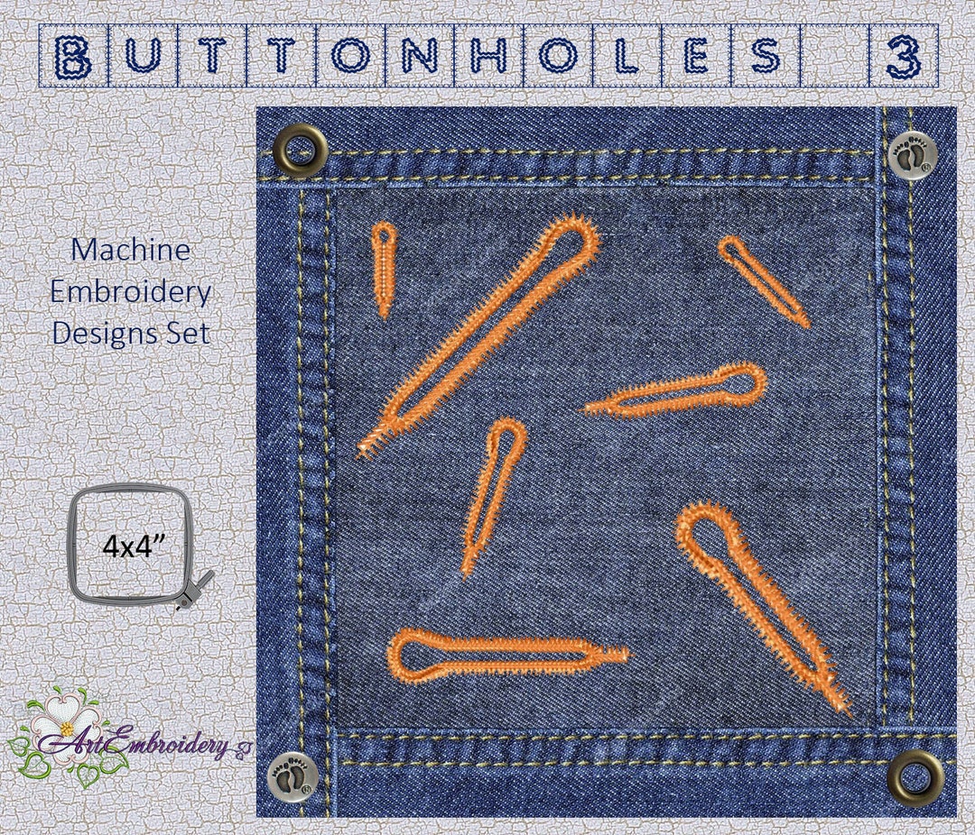 Buttonholes 3 - Machine Embroidery Designs Set of Nine Sizes Eyelet ...