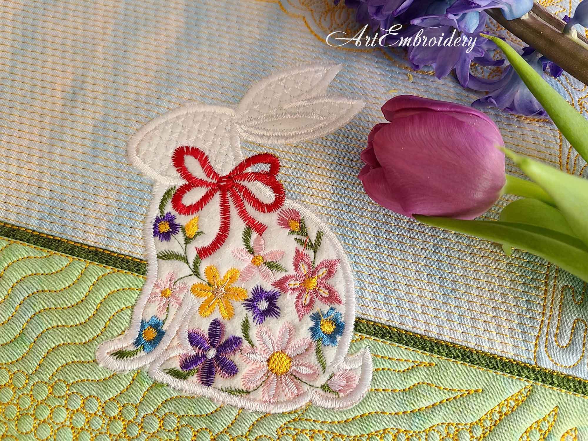 Floral Bunny Applique Machine Embroidery Designs (digital Download) - Etsy