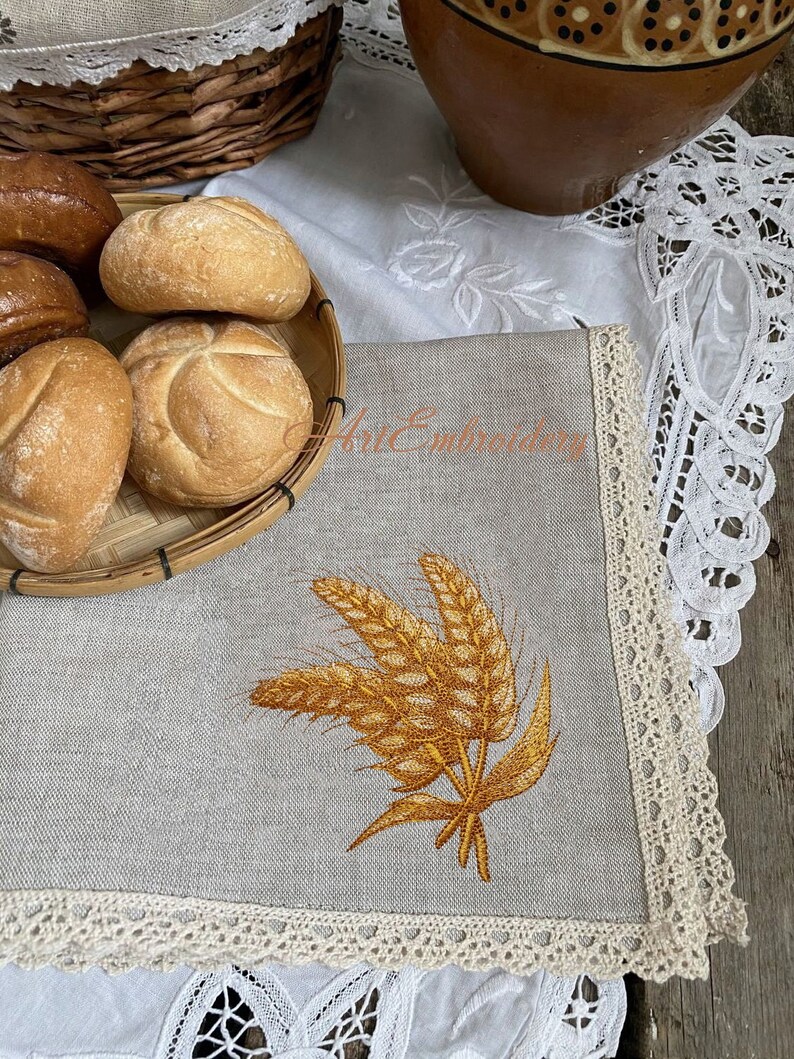 Ears of Barley Machine Embroidery Designs: Redwork & Filled (6x8", 8x8 ...