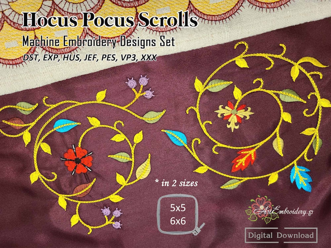 Hocus Pocus Scrolls Machine Embroidery Designs: Fall Leaves (digital ...
