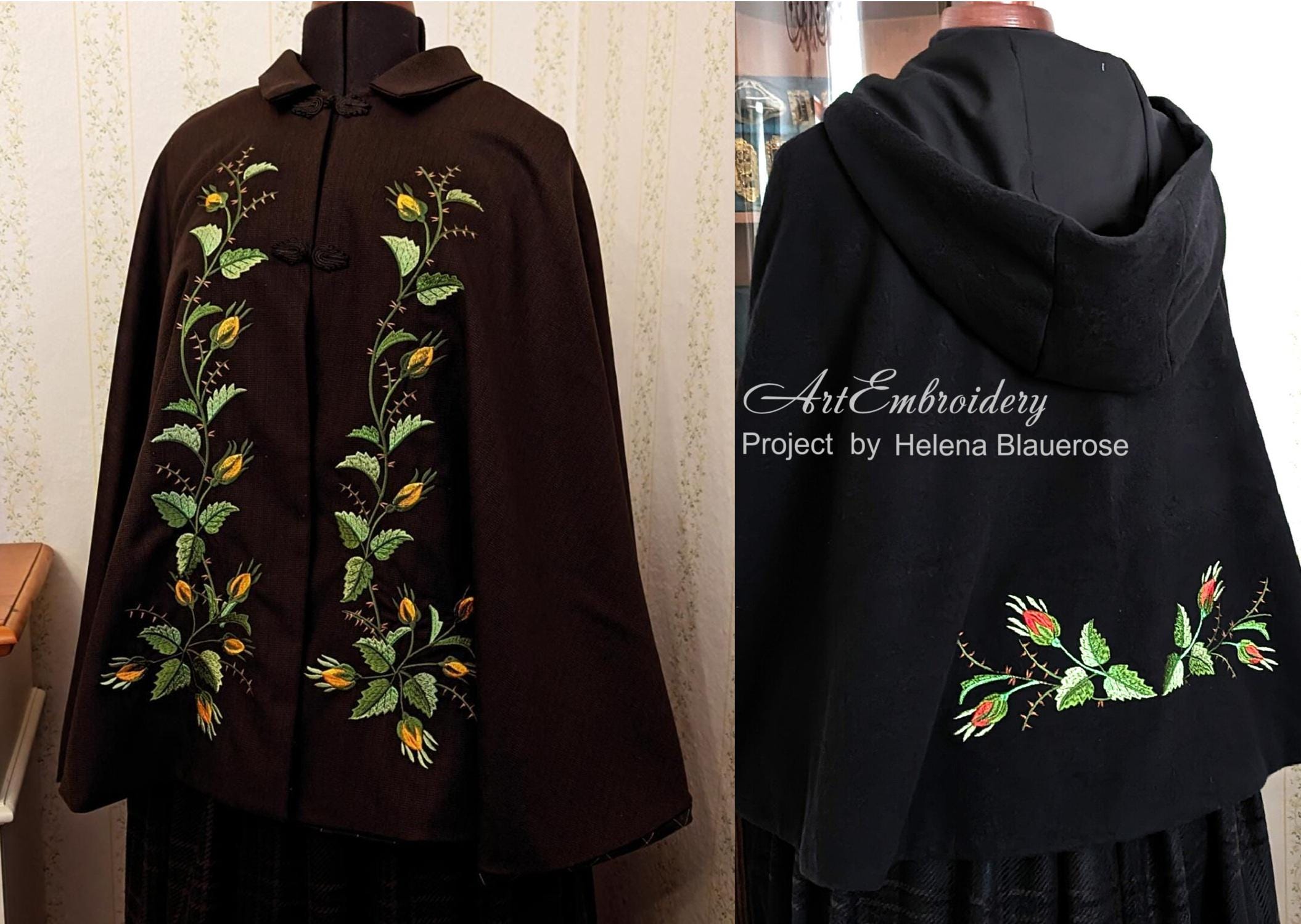 Rosebud Wave Embroidery Designs: 1870s Gown Borders (5x7", 6x10") - Etsy