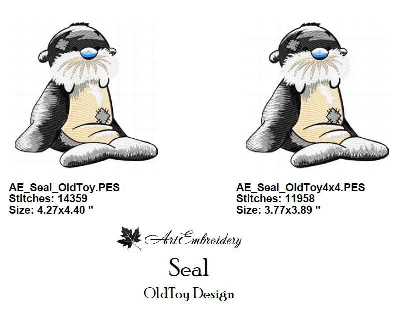 Cartoon Seal - Machine Embroidery Design, Old Toy Series, 2 Sizes, Hoop ...