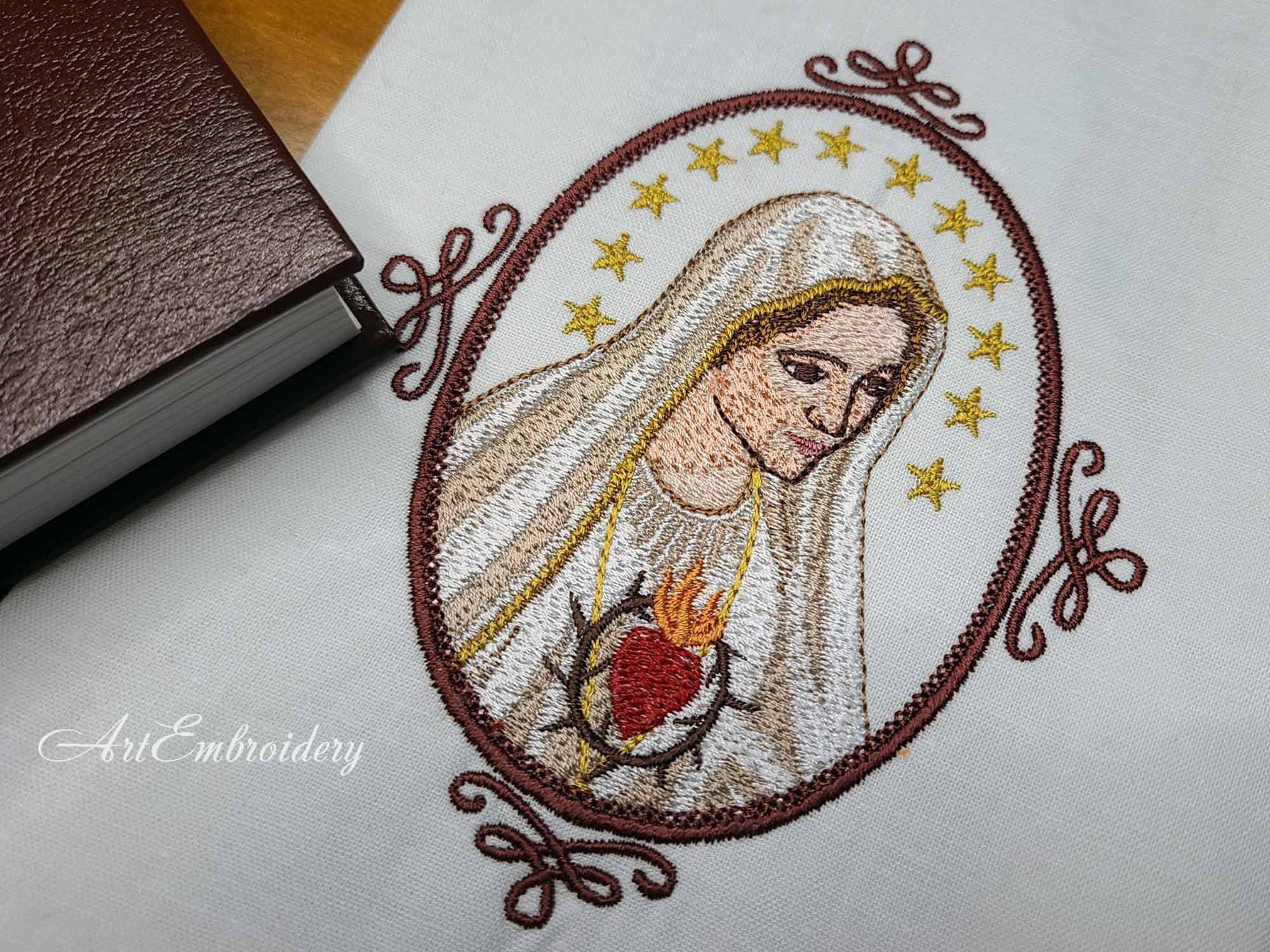 Immaculate Heart of Mary Embroidery Design: Catholic Christian (4x4 and ...