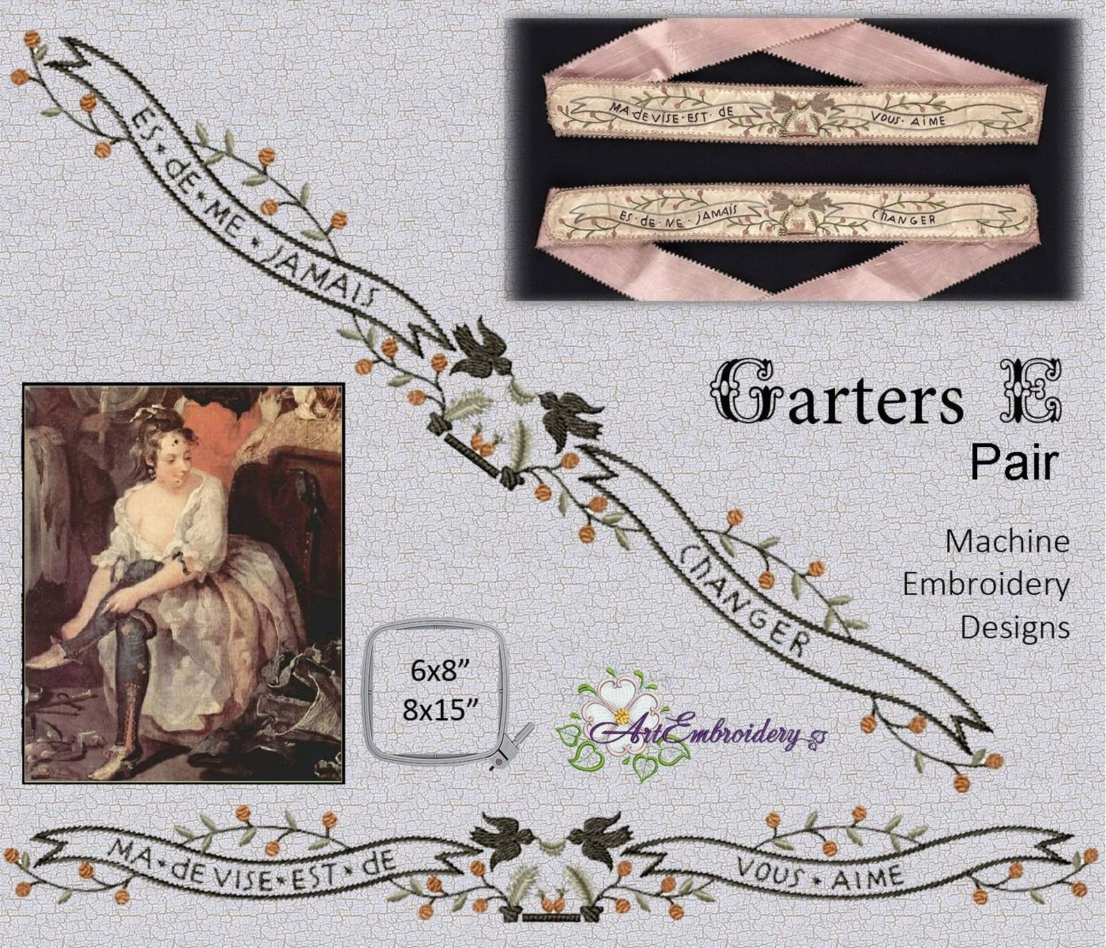 Pair of Garters E Machine Embroidery Designs Set of 2 - Etsy
