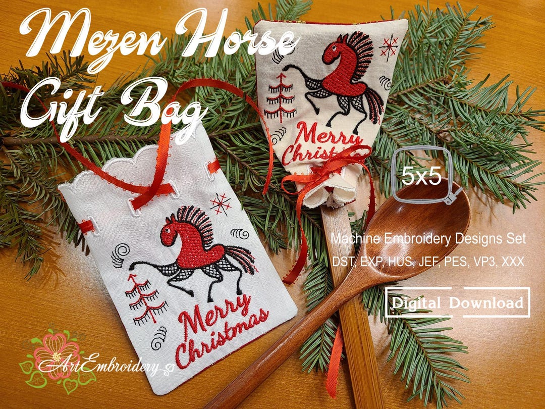 Mezen Horse Gift Bag - Set of 4 Machine Embroidery In-the-hoop (ITH ...
