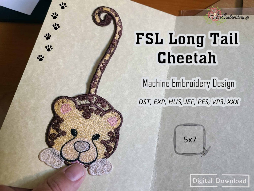 FSL Cheetah Embroidery Design: Long Tail Lace Project (5x7" Hoop ...