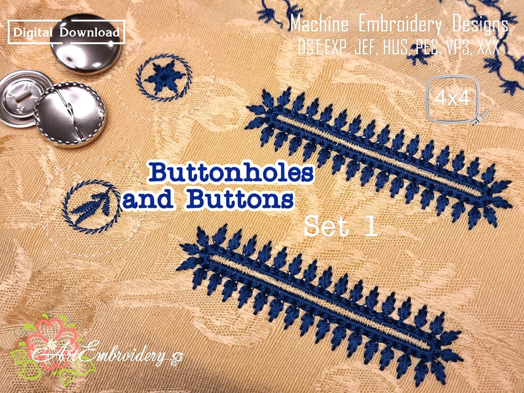 Buttonholes and Buttons Set 1 - Machine Embroidery Designs of ...