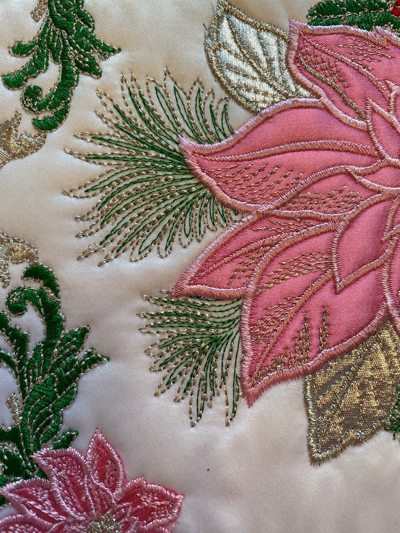 Applique Poinsettia Machine Embroidery Applique Designs Set | Etsy