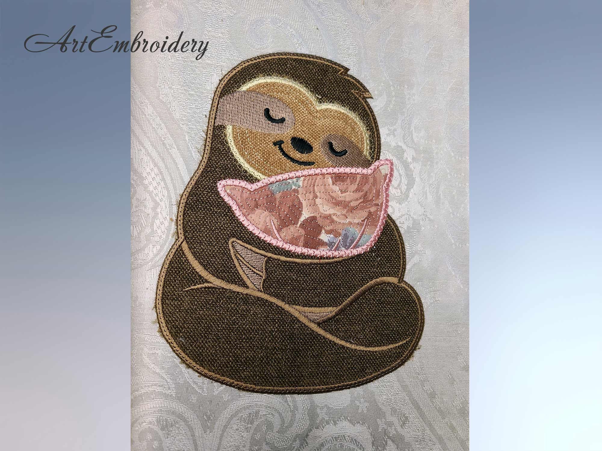 Sleepy Sloth Applique Machine Embroidery Applique Design in | Etsy