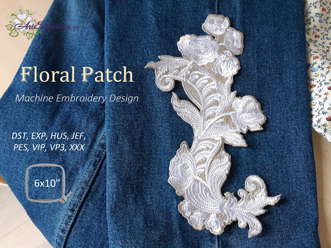 Floral Patch - Machine Embroidery Design for Hoop 6x10" - Etsy