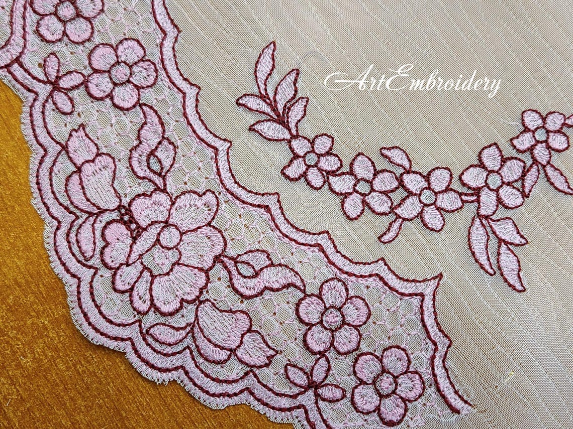 Blossom Floral Border: Machine Embroidery Design (6x8" Hoop) (digital ...