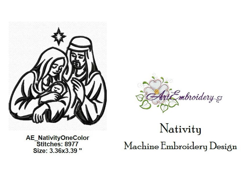 Nativity Outline Machine Embroidery Design for Hoop | Etsy