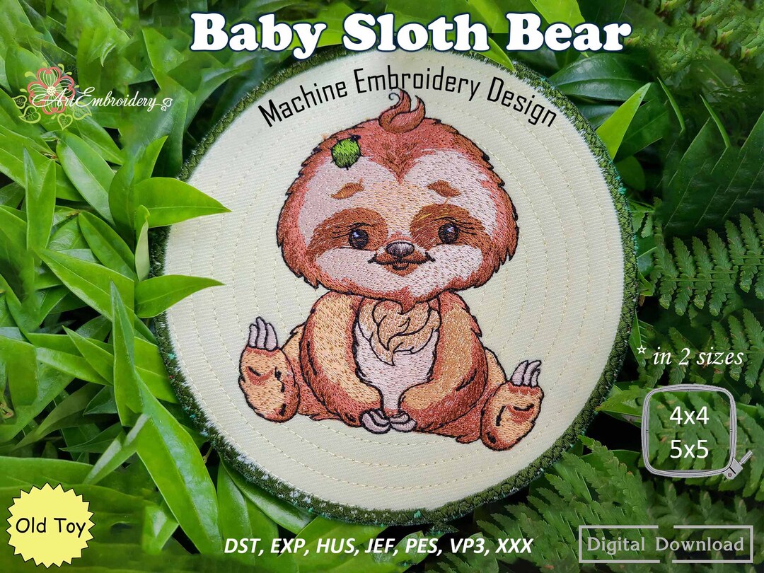 Baby Sloth Bear - Machine Embroidery Design of Series Old Toy Patched ...
