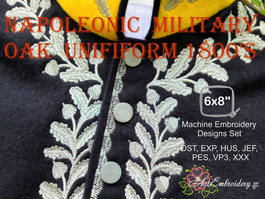 Napoleonic Military Oak Waistcoat Uniform 1800's - Machine Embroidery ...