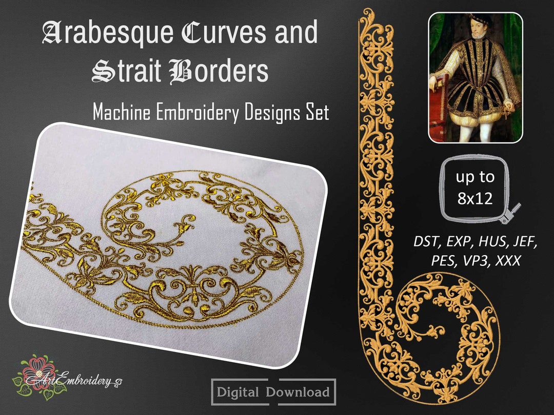 Arabesque Embroidery Designs: Renaissance Border Set (5x7 to 8x12 ...