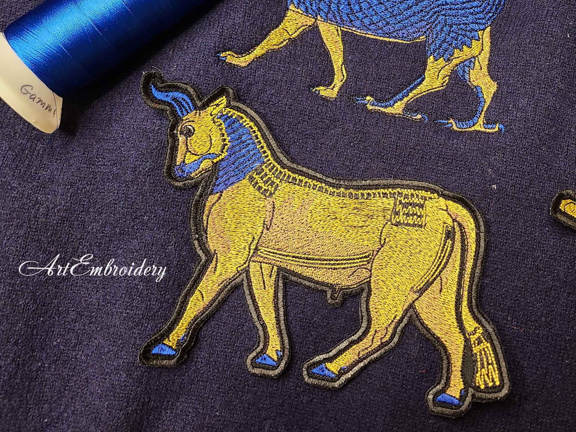 Ishtar Gate Bull Machine Embroidery Mystic Animals Design in - Etsy