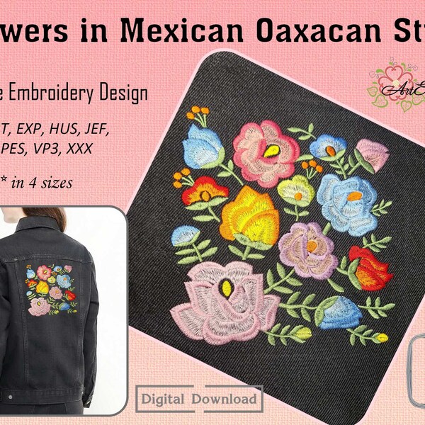 Mexican Flower Embroidery - Etsy