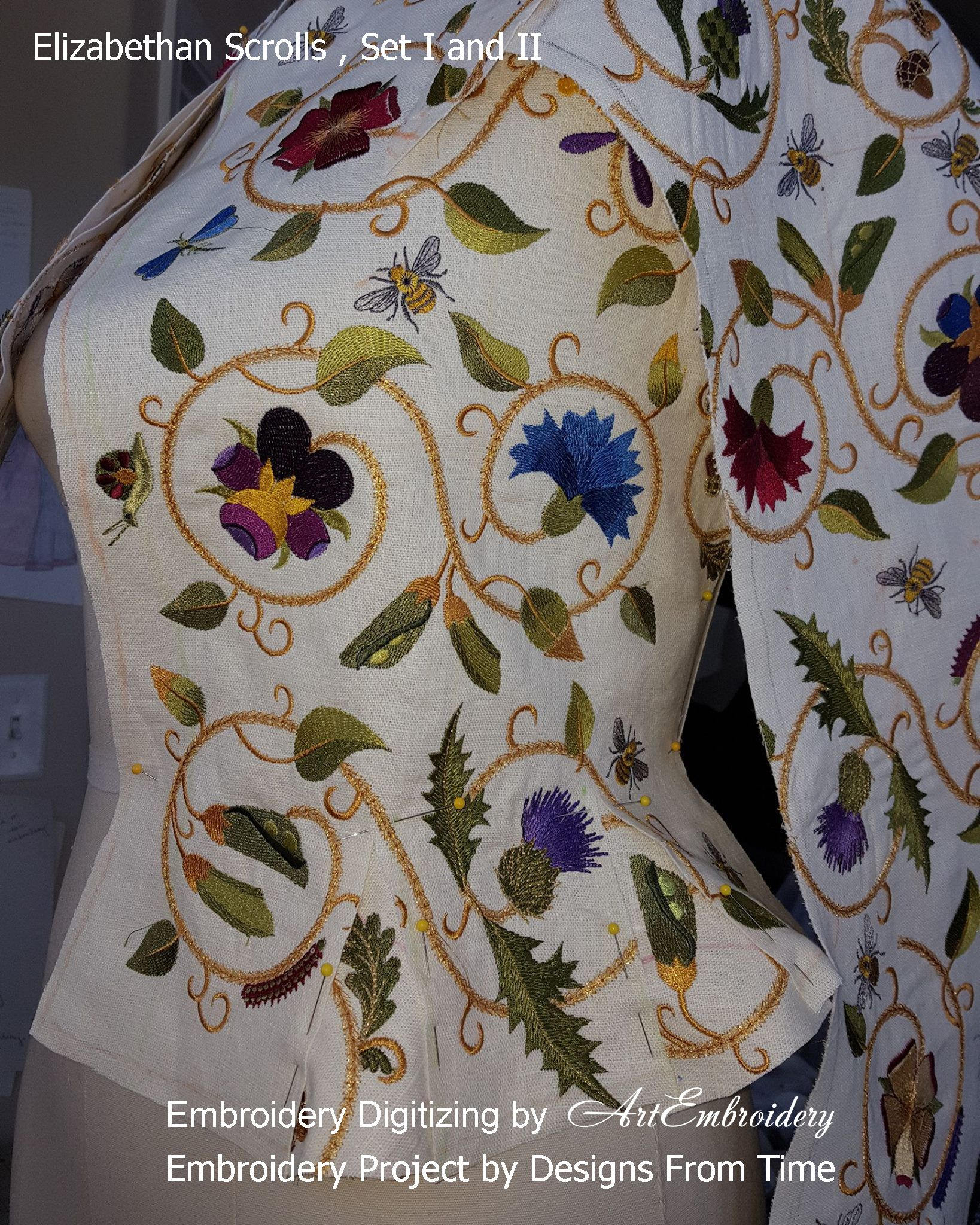 Elizabethan Scrolls and Colored Fauna Gold-work Imitation | Etsy