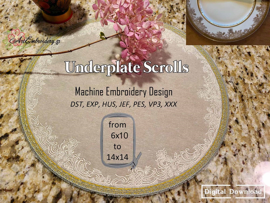 Underplate Scrolls - Machine Embroidery ITH Round Table Mat Design ...