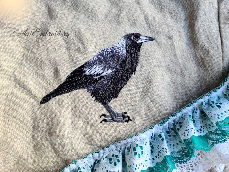 Australian Magpie Machine Embroidery Design: Realistic Bird (4x5" & 5x7 ...