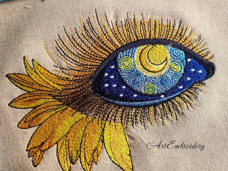 Starry Night Eye Machine Embroidery Design: Van Gogh Art (4x5, 5x7, 6x8 ...