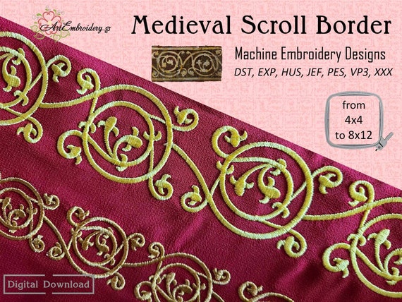 Medieval Scroll Border Machine Embroidery Historical Designs - Etsy