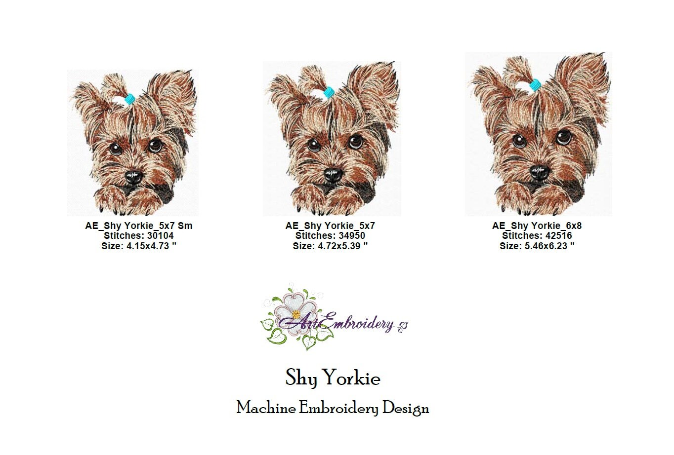 Shy Yorkie - Machine Embroidery Design in 3 Sizes - Etsy