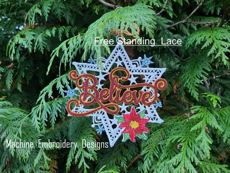 FSL Believe Star Ornament - Machine Embroidery ITH Christmas Free ...