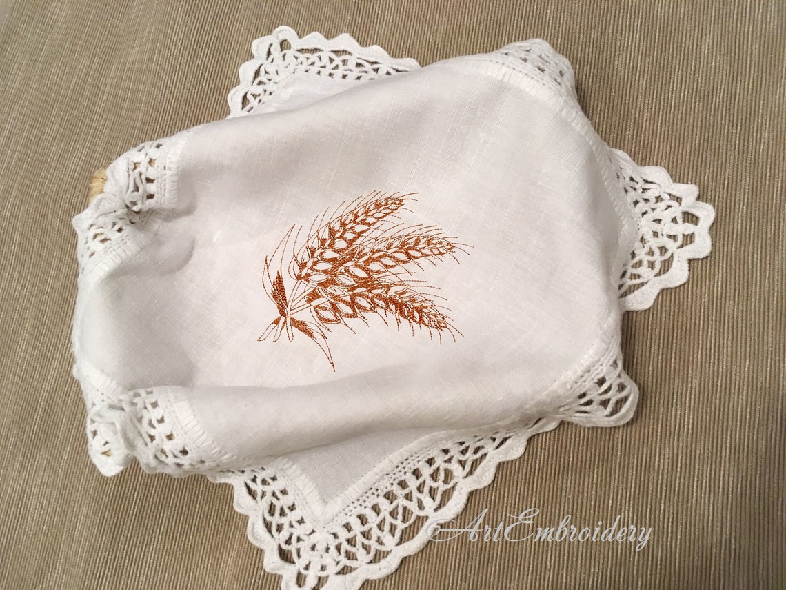 Ears of Barley Machine Embroidery Designs: Redwork & Filled (6x8", 8x8 ...