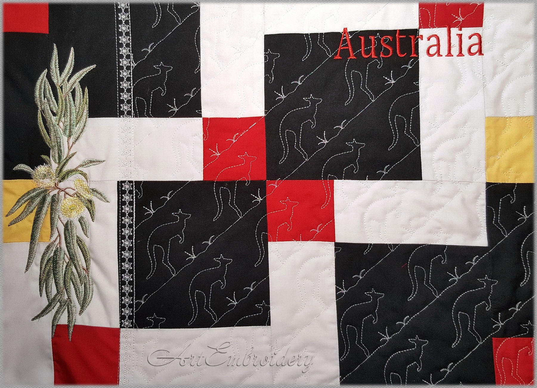 Australian Country Placemat With Blue Gum Eucalyptus and Kangaroo ...