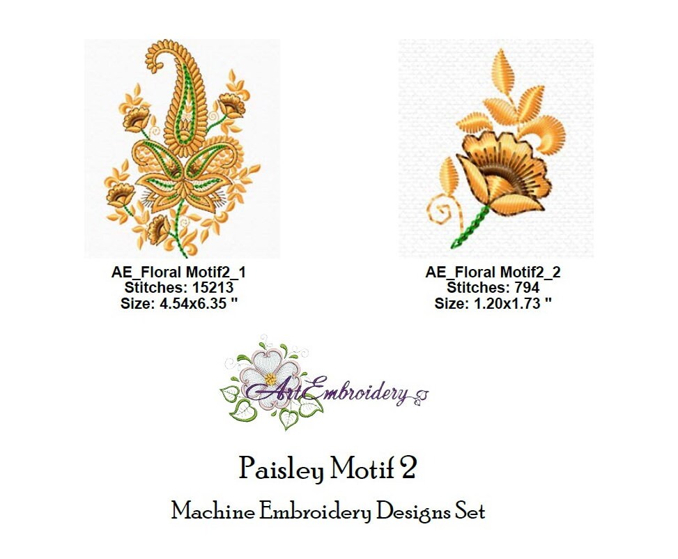 Paisley Motif 2 Machine Embroidery Designs Set for hoops | Etsy