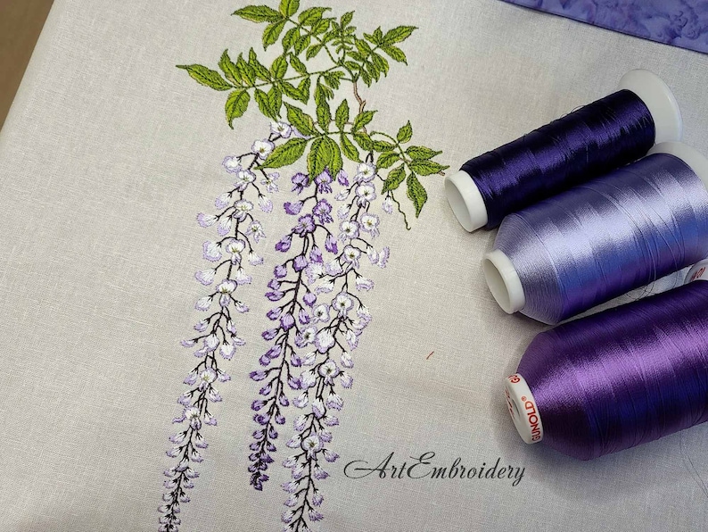 Wisteria Hanging Clusters Set 3 Machine Embroidery Botanical - Etsy