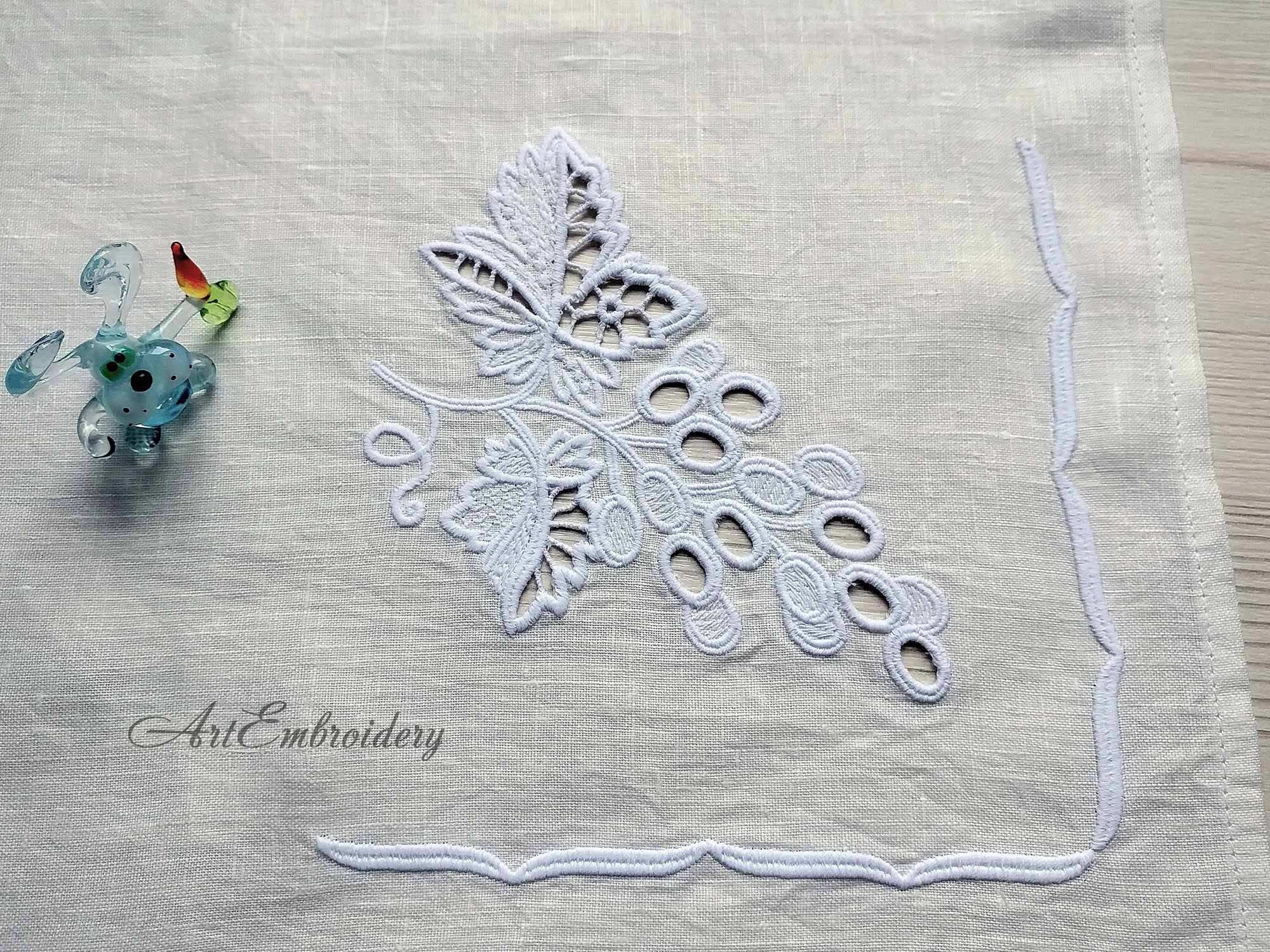 Grape Cutwork Embroidery Designs: Motifs and Border (4x4 to 8x14 Hoop ...