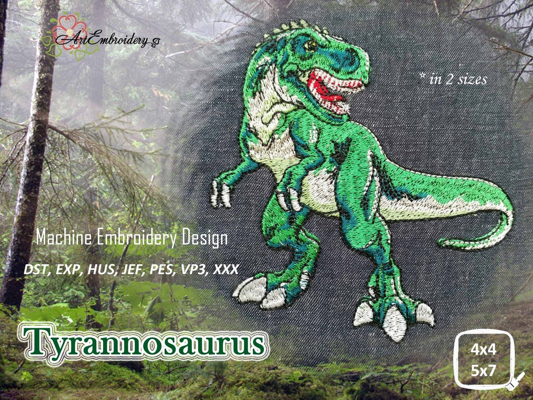 Tyrannosaurus - Machine Embroidery Dinosaur Design in 2 Sizes for Hoop ...