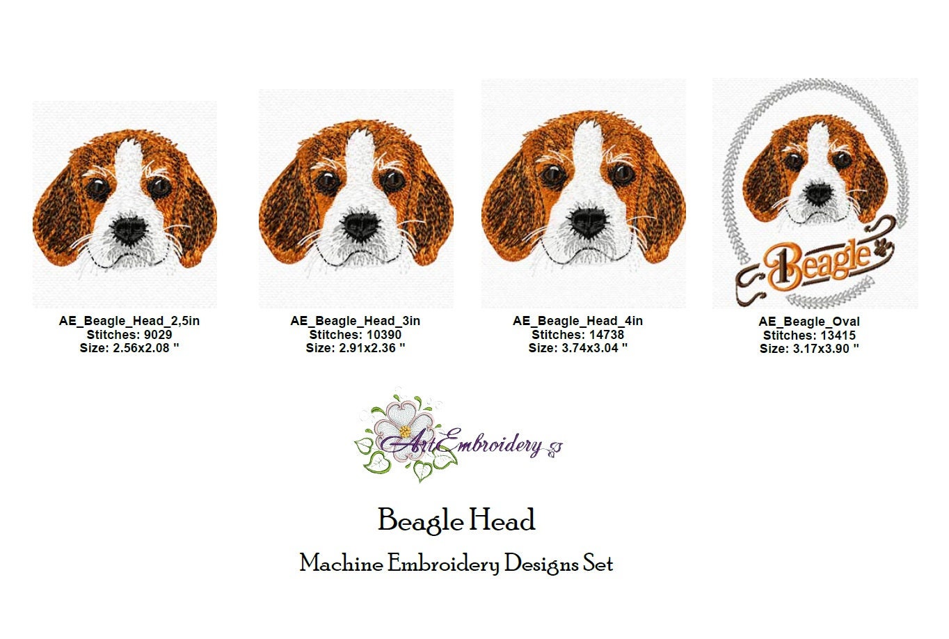 Beagle Head Machine Embroidery Designs Set for Hoop 4x4 - Etsy