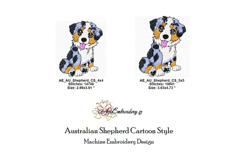 Australian Shepherd Machine Embroidery Animal Dog Design in | Etsy