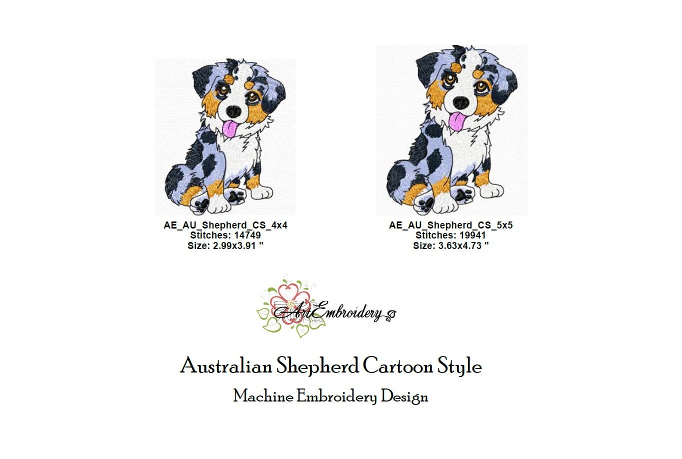 Australian Shepherd Machine Embroidery Animal Dog Design in | Etsy