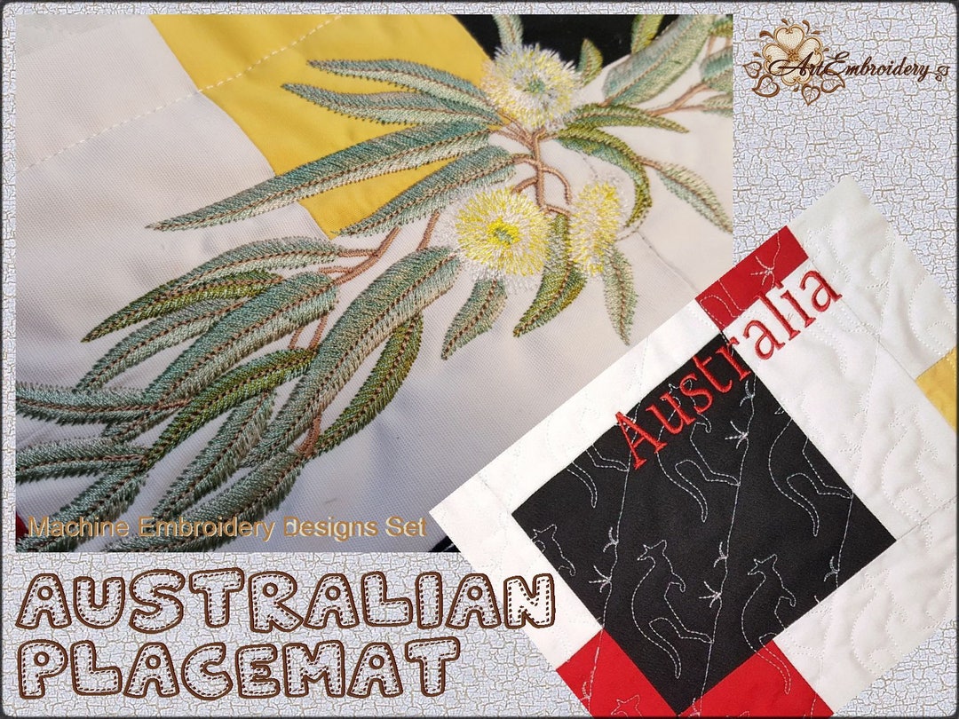 Australian Country Placemat With Blue Gum Eucalyptus and Kangaroo ...