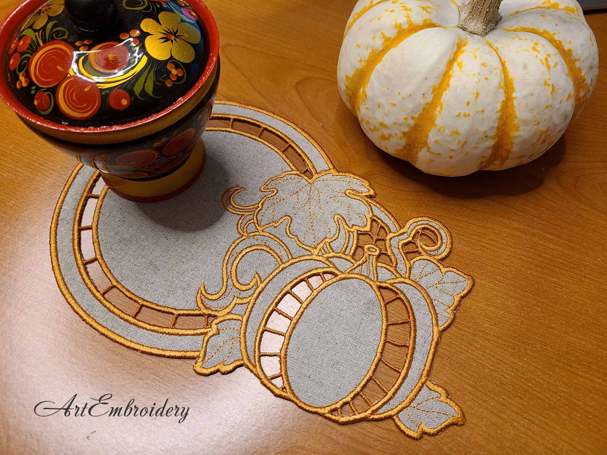 Pumpkin Cutwork Doily for a Cup Machine Embroidery - Etsy