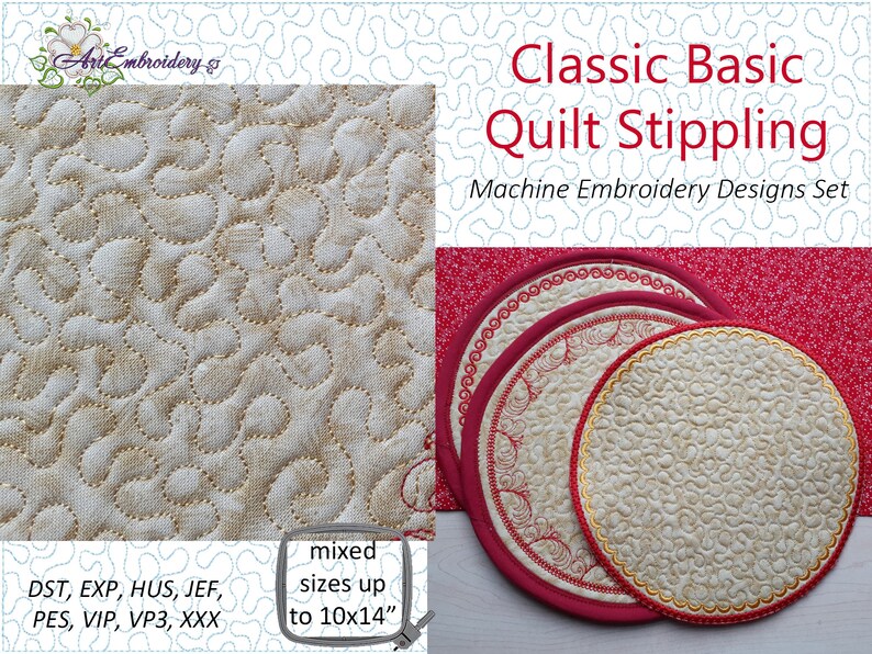 Classic Basic Quilt Stippling Machine Embroidery Designs Set - Etsy