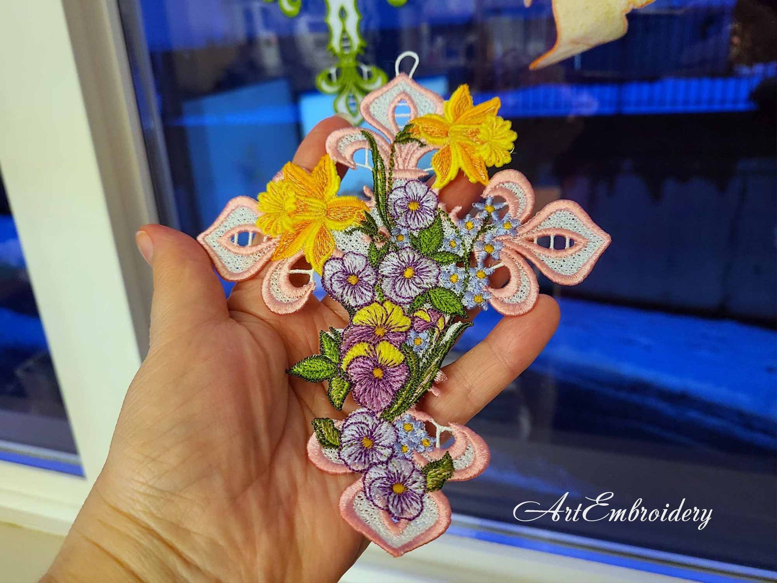 FSL Spring Flowers Cross: Machine Embroidery Design (digital Download ...